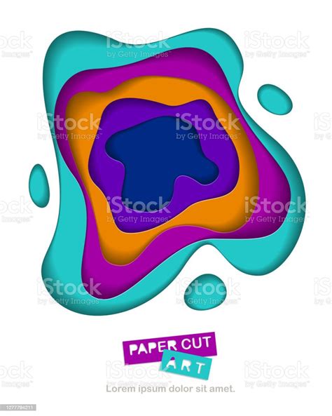 추상적 인 다채로운 종이 컷 아웃 곡선 모양 레이어 종이 컷 스타일의 벡터 그림 명함 프리젠 테이션 전단지 또는 포스터에 대한 레이아웃 0명에 대한 스톡 벡터 아트 및 기타