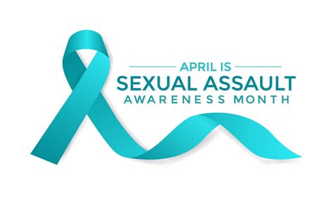 Sexual Assault Awareness Month Concept Banner With Teal Ribbon Vector