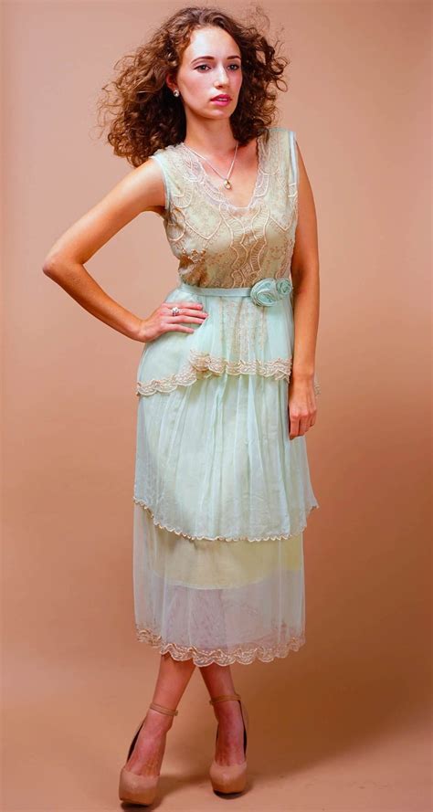 Vintage Inspired Tiered Tea Party Dress In Mint By Nataya Sold Out