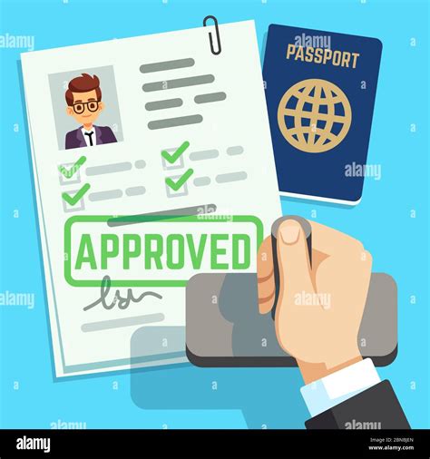 Visa Concept Passport Or Visa Application Travel Immigration Stamp