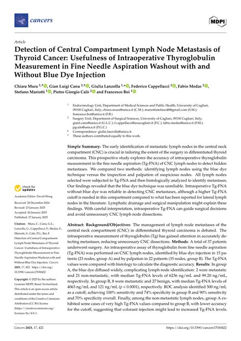 Pdf Detection Of Central Compartment Lymph Node Metastasis Of Thyroid