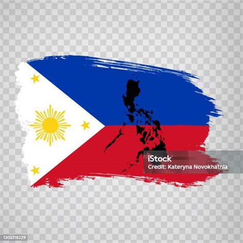브러시 스트로크에서 필리핀의 국기 빈지도 필리핀 웹 사이트 디자인에 대한 고품질지도 및 플래그 투명 배경에 응용 프로그램 Eps10 0명에 대한 스톡 벡터 아트 및 기타