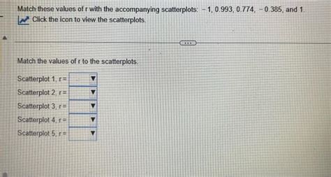 Match These Values Of R With The Accompanying Chegg Com
