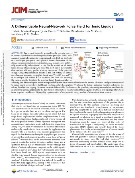 Pdf A Differentiable Neural Network Force Field For Ionic Liquids