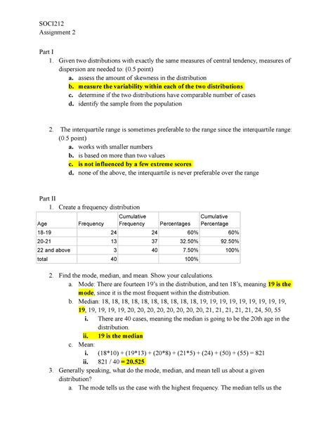 Soci212 Assignment 2 Assignment 2 Part I 1 Given Two Distributions