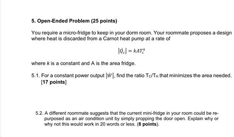 Solved Open Ended Problem Points You Require A Chegg Com