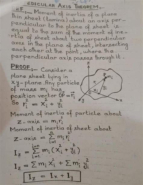 Solved Perpendicular Axis Theorem With Detail Hand Written Explanation Course Hero