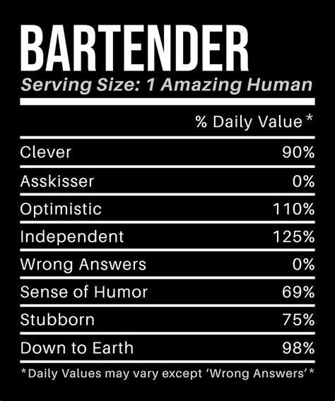 bartender nutritional values funny nutrition facts digital art by