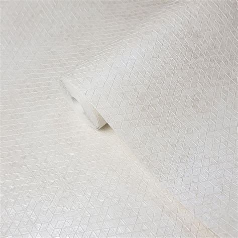 M50007 Modern Cream Off White Geometric Square Triangle Tiles Line Tex Wallcoveringsmart