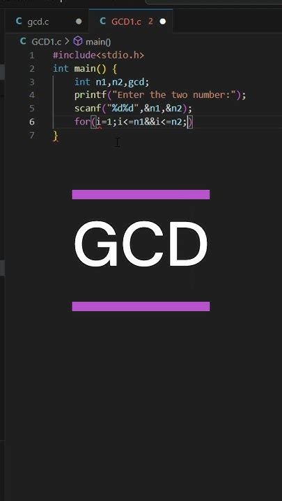 C Programming Greatest Common Divisor Gcd Of Two Number Shorts Shortvideo Cprogramming