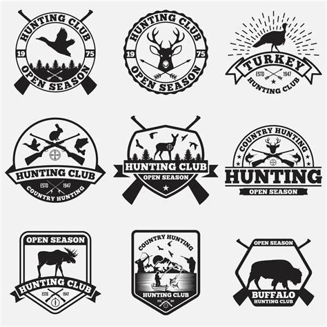 Hunting Logos Badges And Labels Set 2088505 Vector Art At Vecteezy
