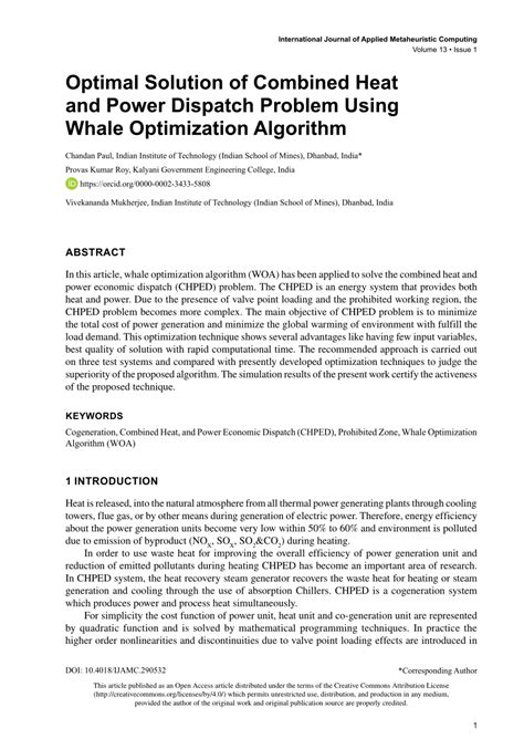 optimal solution of combined heat and power dispatch problem using whale optimization algorithm
