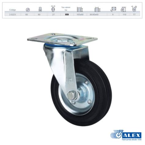 Rueda Giratoria Alex 2 0225 100x27 Mm 110 Kg Gomametal Bplana