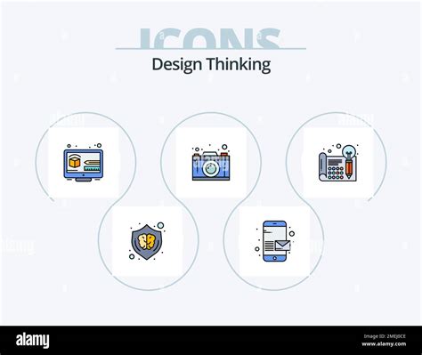 design thinking line filled icon pack 5 icon design process design plan brain innovation