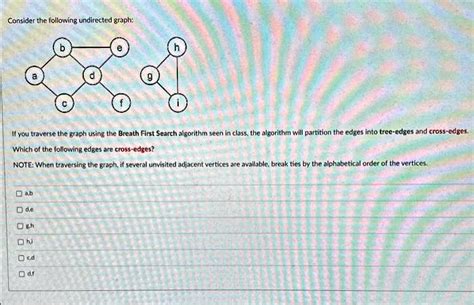Solved Consider The Following Undirected Graph B E H A If You Traverse The Graph Using The