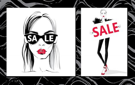Ilustração De Moda Meninas Elegantes De Vetor Vetor Premium