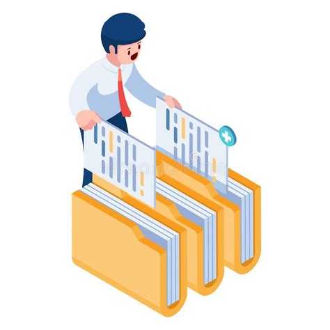 Isometric Businessman Manage Files And Folders Stock Vector Illustration Of Data Copy 262409364