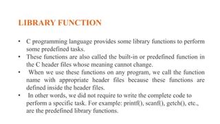 C Programming C LIBRARIES AND USER DEFINED LIBRARIES Pptx