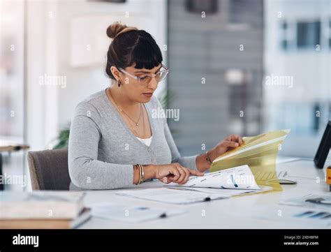 Files Documents And Woman In Office With Administration Planning And