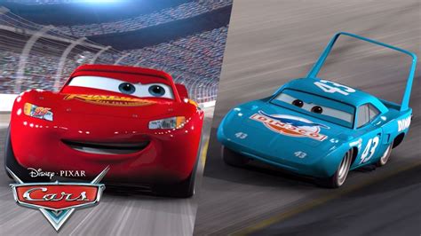 Lightning Mcqueen And Strip “the King” Weathers Compete For The Piston