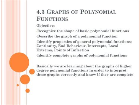 PPT Graphs Of Polynomial Functions PowerPoint Presentation Free Download ID