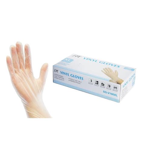 Spt Extra Large Clear Disposable Vinyl Multi Purpose Gloves 100 Count
