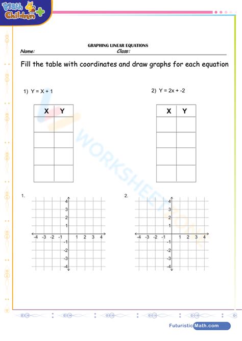 Graphing Linear Equations Worksheet