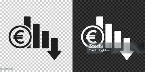 Euro Rate Decrease Icon For Design On Blank Background 0명에 대한 스톡 벡터 아트