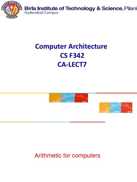 computer architecture cs f342 ca lect7 pdf integer computer science arithmetic