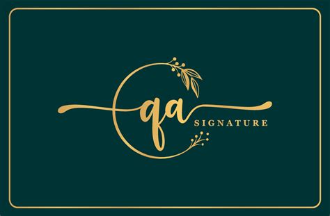 Luxury Gold Signature Initial Qa Logo Design Isolated Leaf And Flower Vector Art At
