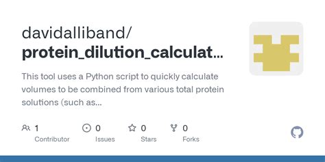 Github Davidalliband Protein Dilution Calculator This Tool Uses A Python Script To Quickly