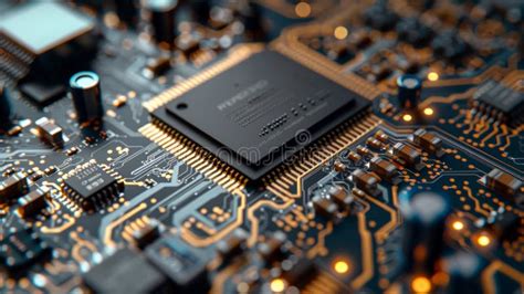 A Close Up Of A Microprocessor Chip On Top Of An Electronic Circuit Board Ai Stock Image