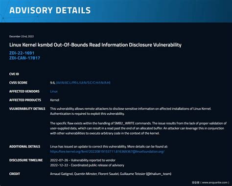 Linux Kernel爆可远程执行代码“关键”smb漏洞 安全ker 安全资讯平台