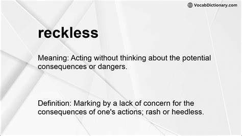 Reckless Meaning Youtube