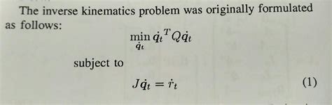 Inverse Kinematics Problem Formulation Optimization Robotics Stack