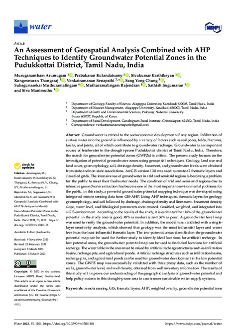 Pdf An Assessment Of Geospatial Analysis Combined With Ahp Techniques To Identify Groundwater