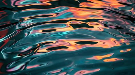 A Closeup Of Ripples In Water With Colorful Reflections Premium Ai