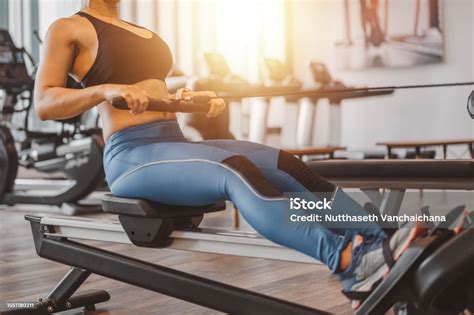 건강과 신체 근육을 위해 체육관의 멀티 스테이션에서 운동하는 여성 체육관에서의 피트니스 운동 가냘픈에 대한 스톡 사진 및 기타