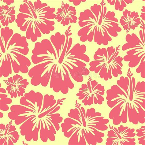 Hibiscus Flowers Seamless Pattern Colorful Illustration Vector Stock