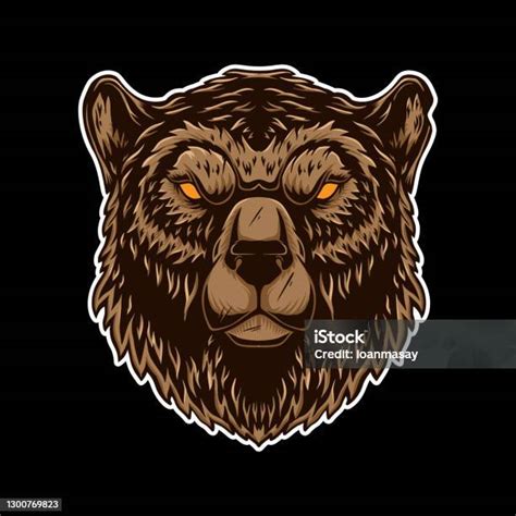 곰 머리 그림 라벨 기호 엠블럼 포스터용 디자인 요소 벡터 일러스트레이션 갈고리 발톱에 대한 스톡 벡터 아트 및 기타 이미지 갈고리 발톱 격노한 곰 Istock
