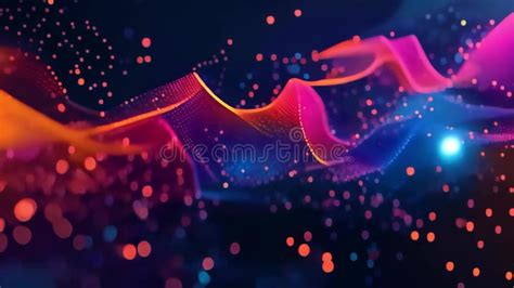 Abstract Digital Particles Futuristic Wave With Depth Field And Bokeh