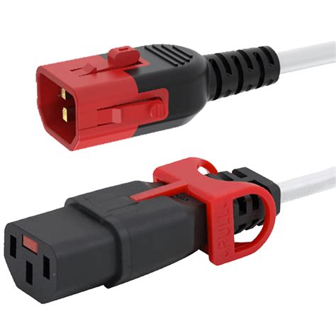 C14 Dual IEC Lock To C13 IEC Lock Plus Slimline Cable Length 500mm White Critical Power