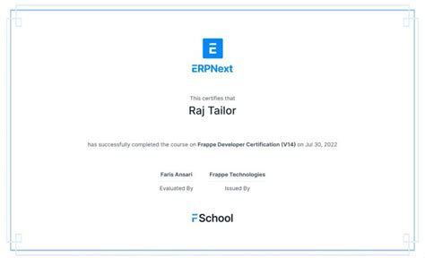 Raaj Tailor On Linkedin Frappe Erpnext Development Certificate
