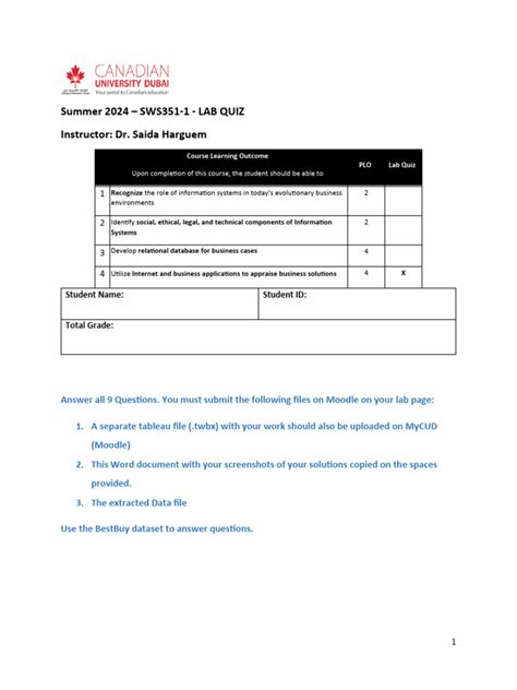 Su24 Sws351 1 Lab Quiz Pdf Software Information Technology
