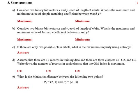 Solved Short Questions A Consider Two Binary Bit Vectors Chegg Com