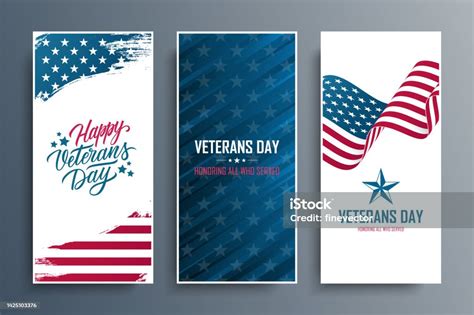 미국 재향 군인의 날 축하 전단지는 미국의 국기로 설정됩니다 미국 재향 군인의 날 국경일 Us Veterans Day에 대한 스톡 벡터 아트 및 기타 이미지 Istock
