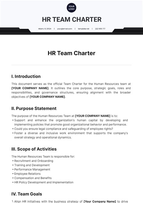 Free HR Team Charter Template Edit Online Download Template Net