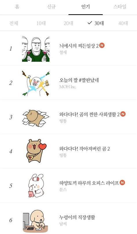 연령대별 카카오톡 이모티콘 인기 순위  인스티즈 Instiz 이슈 카테고리