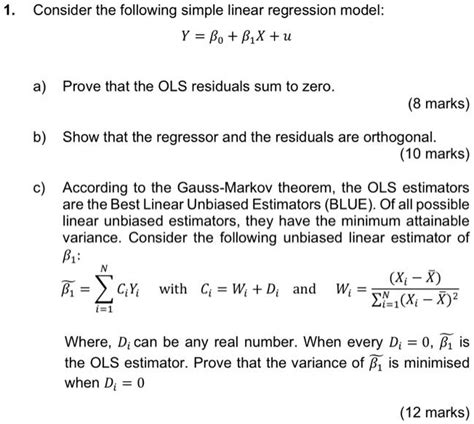 SOLVED Consider The Following Simple Linear Regression Model Y Bo BX U A Prove That The