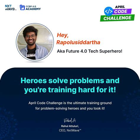 Rapolu Siddartha On Linkedin Ccbp Ccbpian Rahulattuluri Nxtwave Aprilcodechallenge